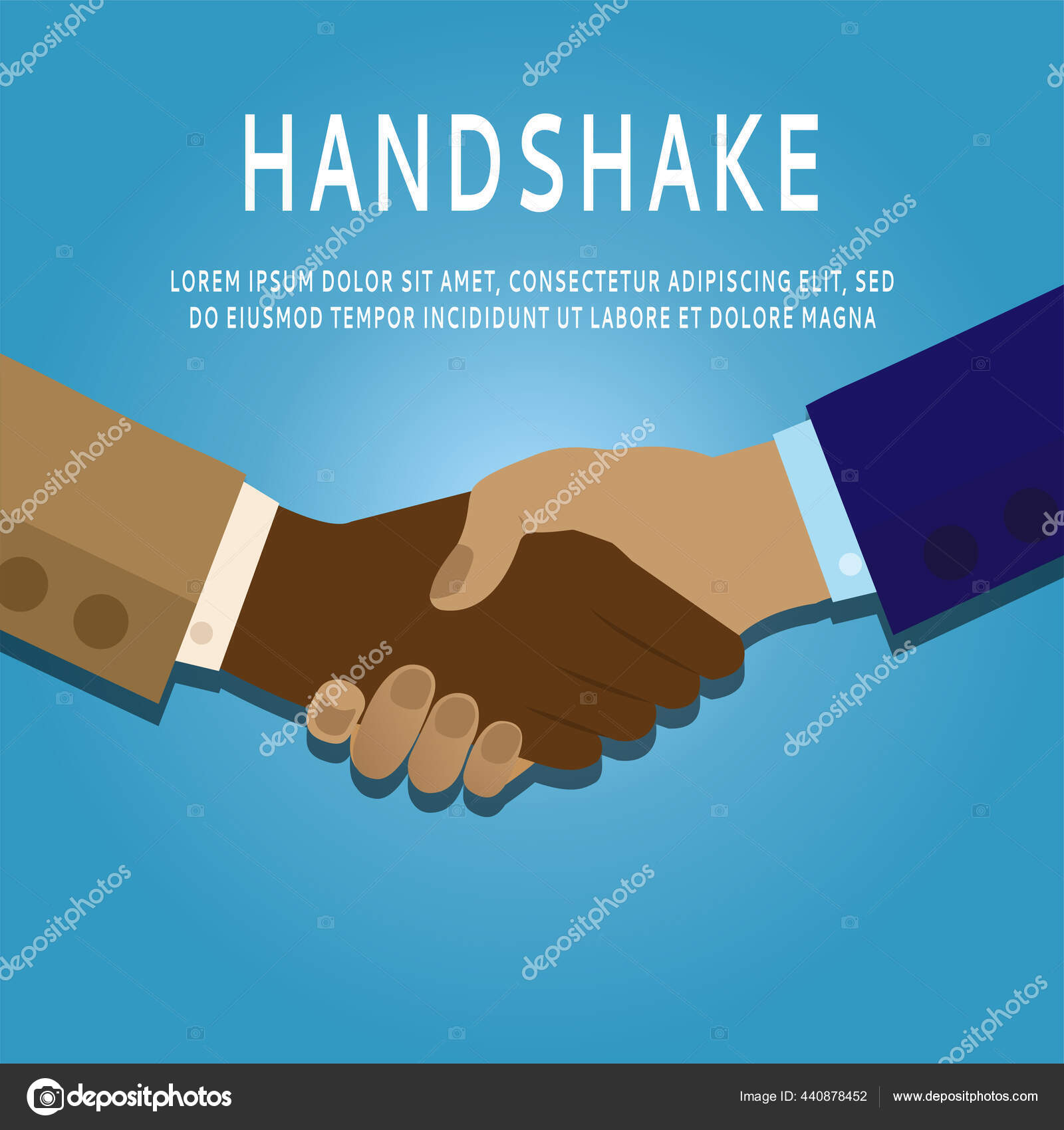 Handshake Flat Style Symbol Welcome Handshake Happy Partnership Deal ...
