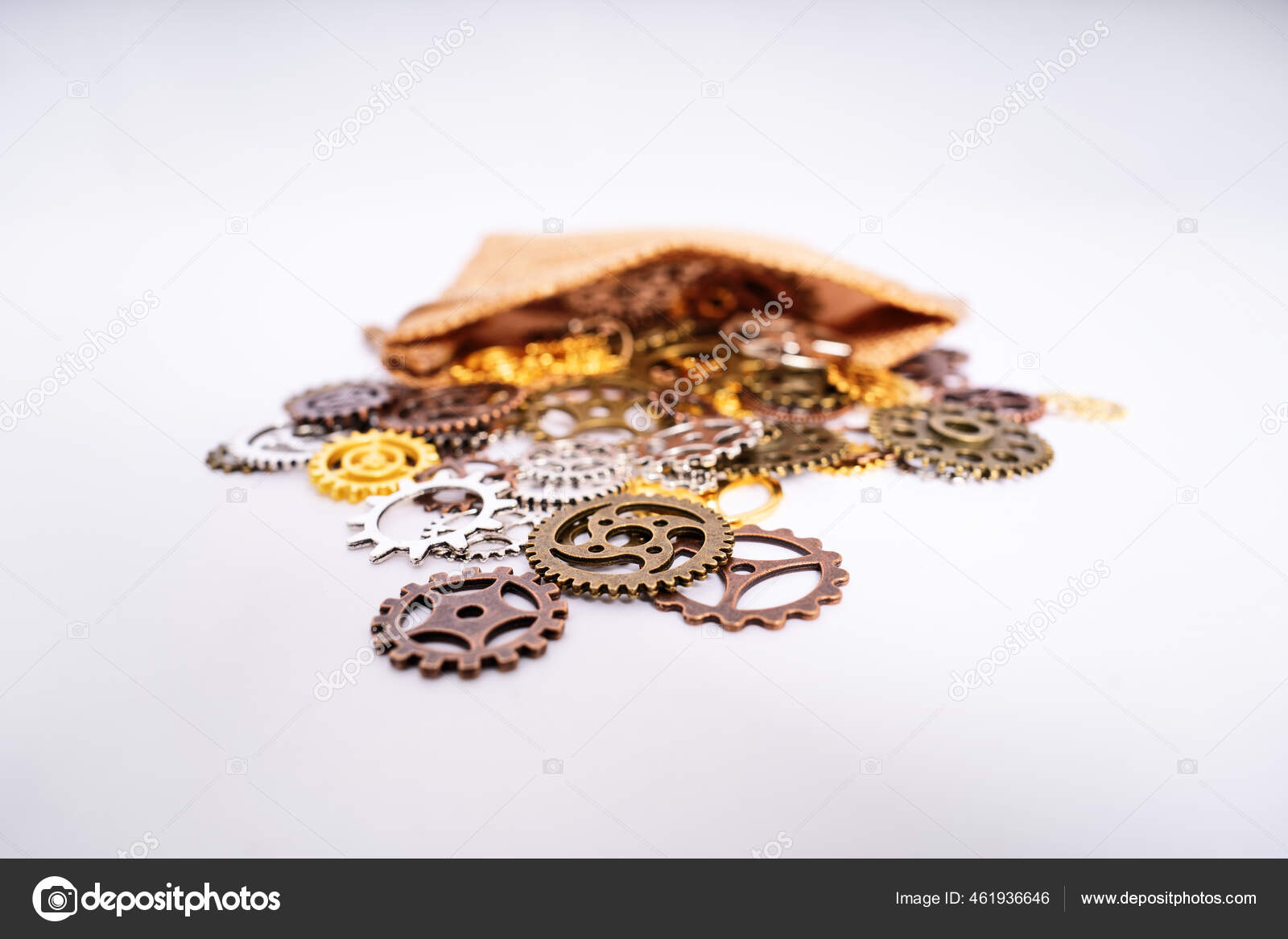 Pile Gear Wheels Cogs Different Colors Poured Out Burlap Bag Stock ...