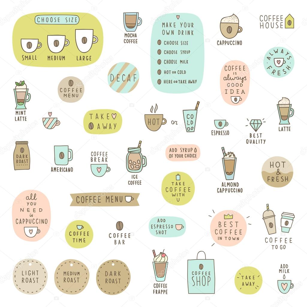 Big set of coffee items. Stock Vector by ©kondratya 112460564