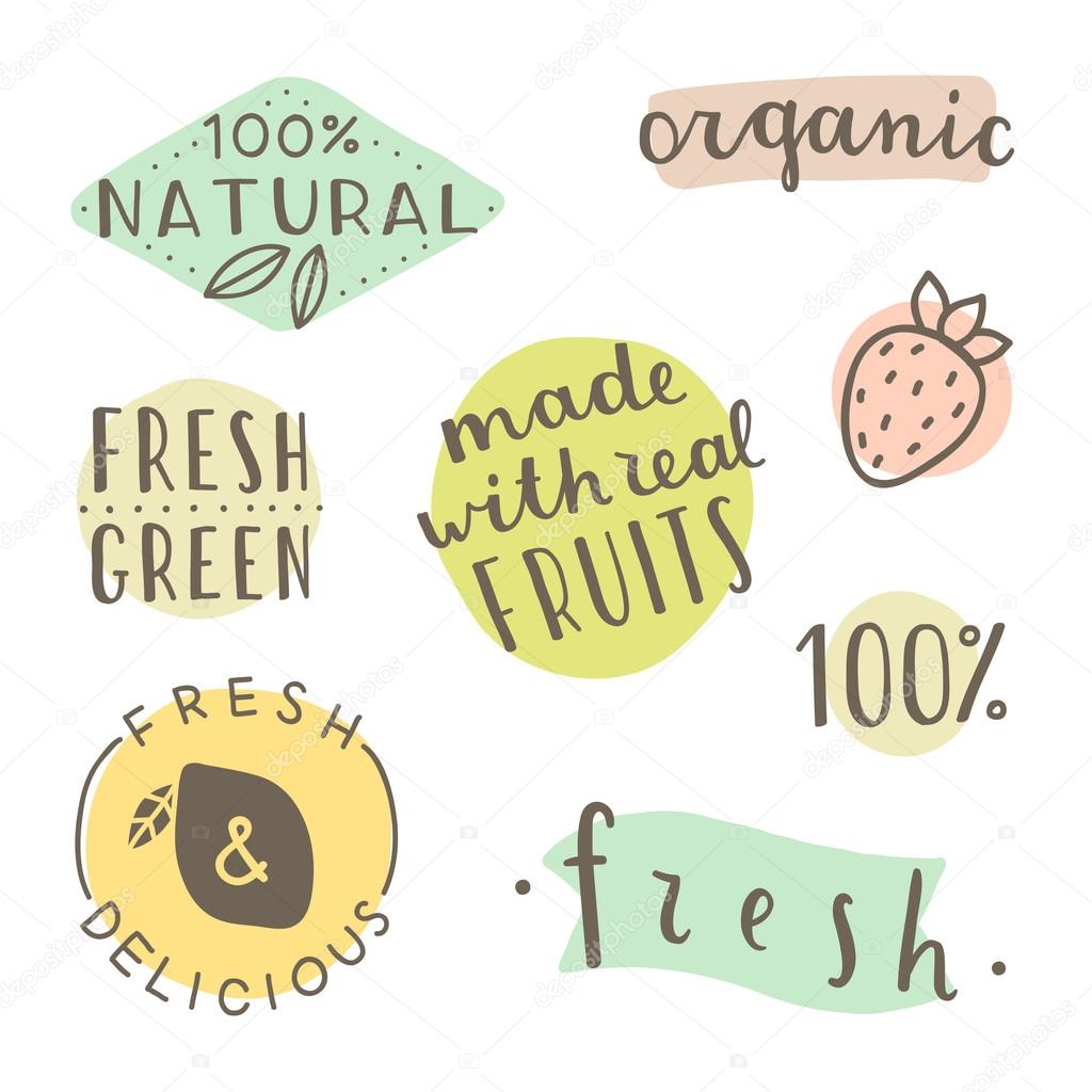 Set of hand drawn cute labels. Stock Vector Image by ©kondratya #123632756