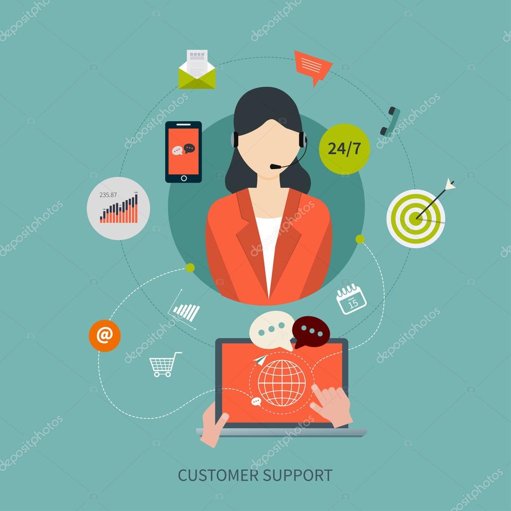 Business customer care service concept flat icons Stock Vector Image by ...