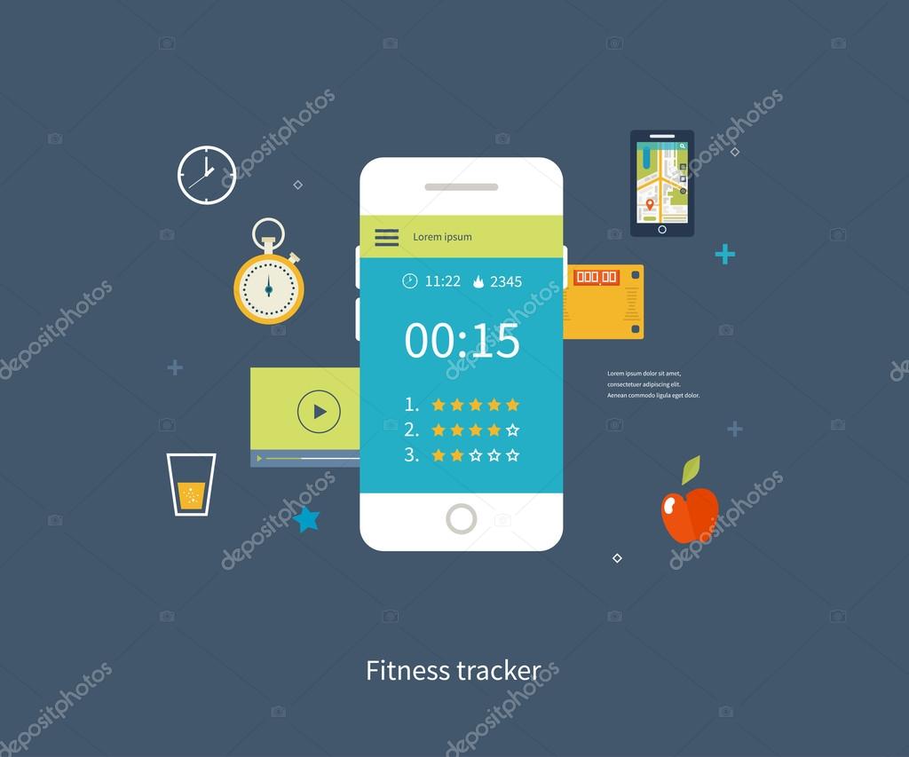 Mobile phone - fitness app concept Stock Vector by ©ideyweb 77357495