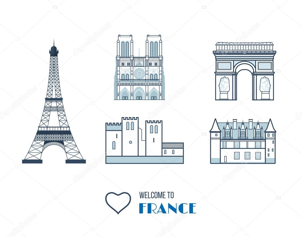 French Landmarks set. — Stock Vector © ideyweb #88796792