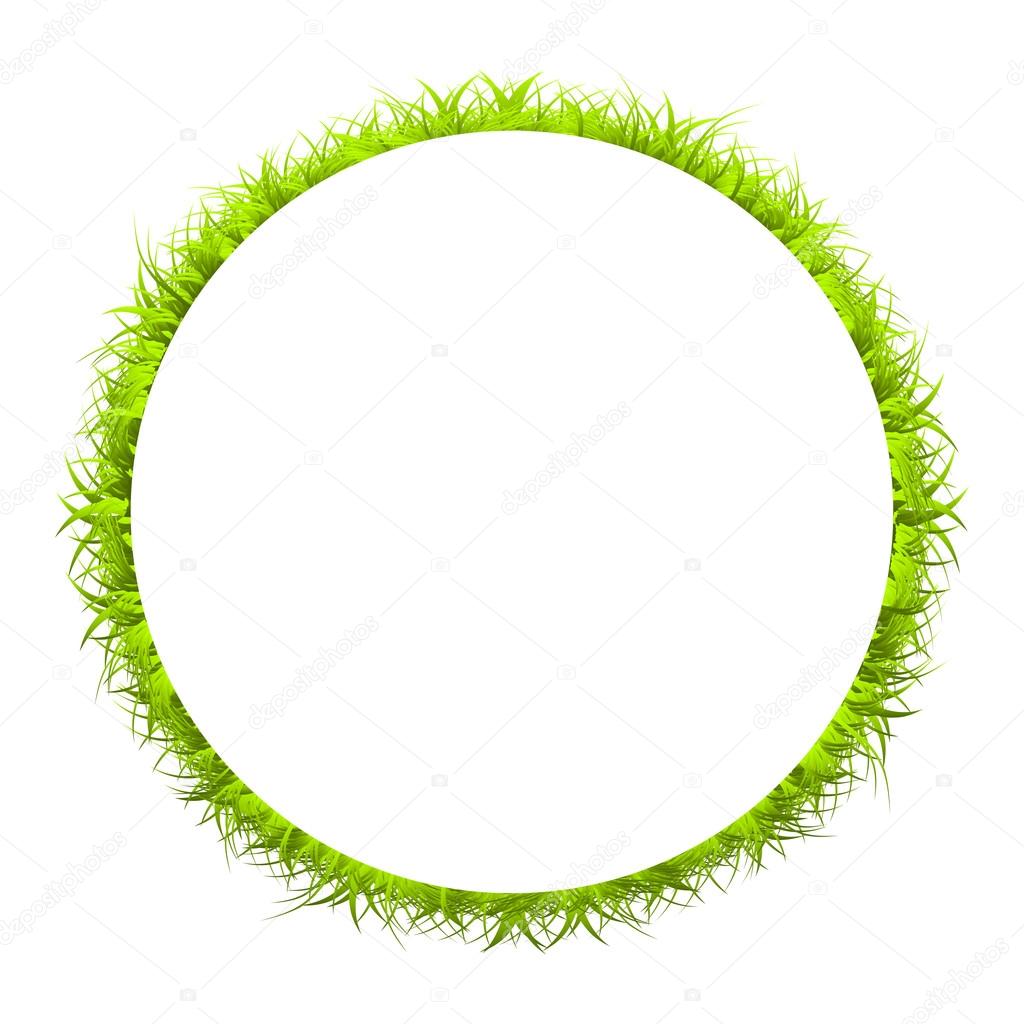 Circle green frame with grass on white background Stock Vector Image by ...