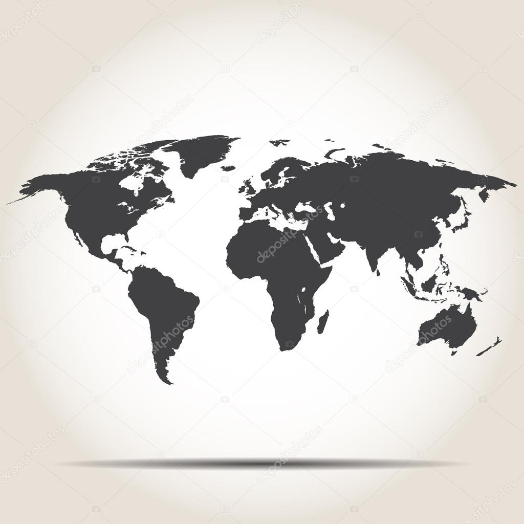 World map with shadow on gray background Stock Vector by ...