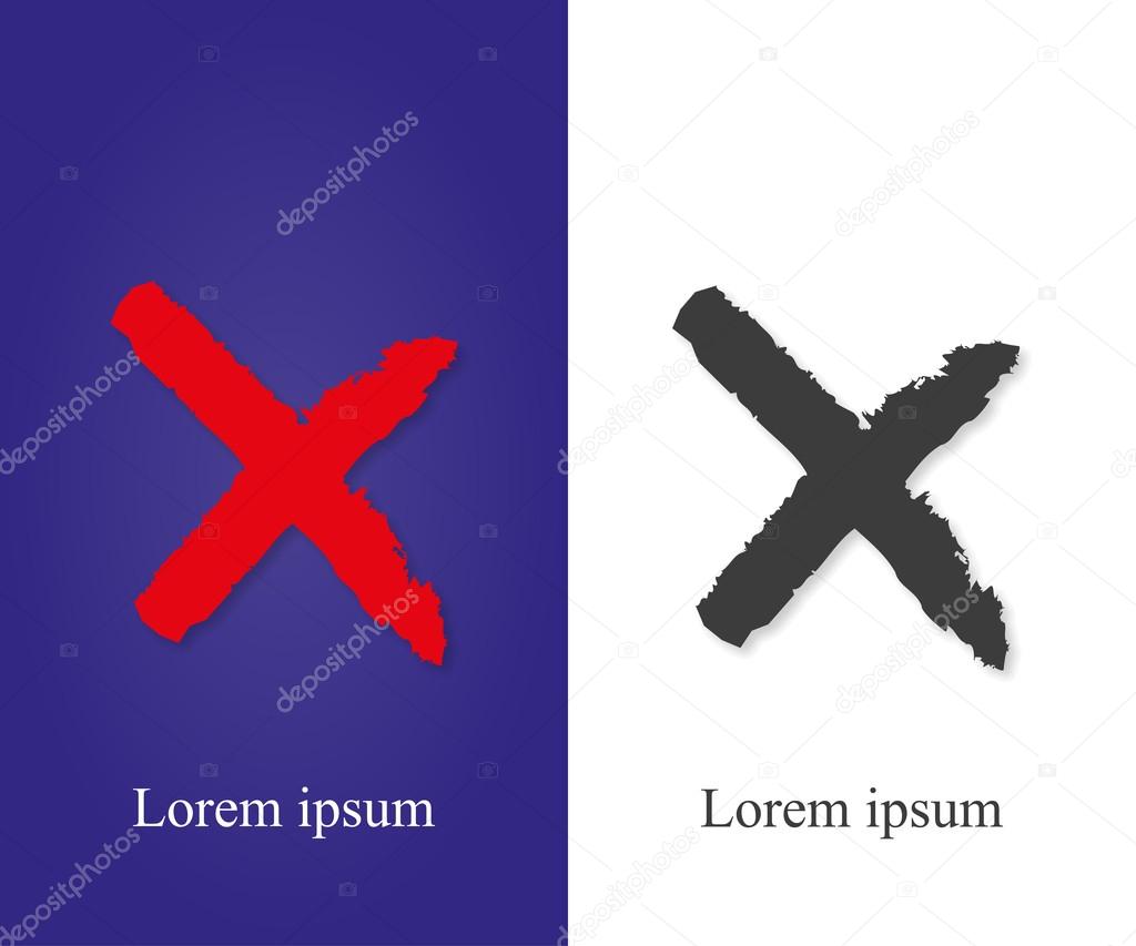 X - Red cross handwritten vector illustration — Stock Vector ...