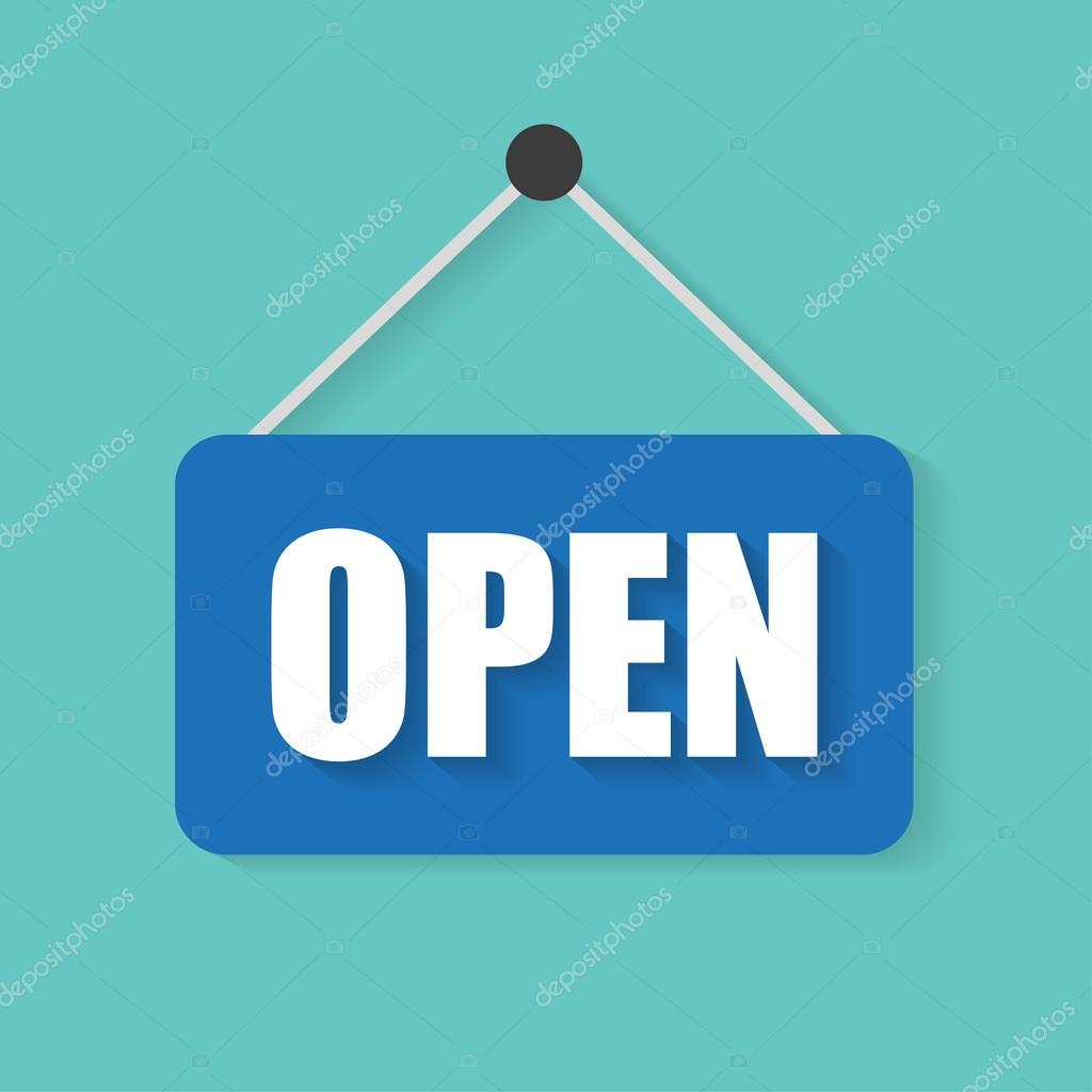 Open door sign vector illustration flat design — Stock Vector ...