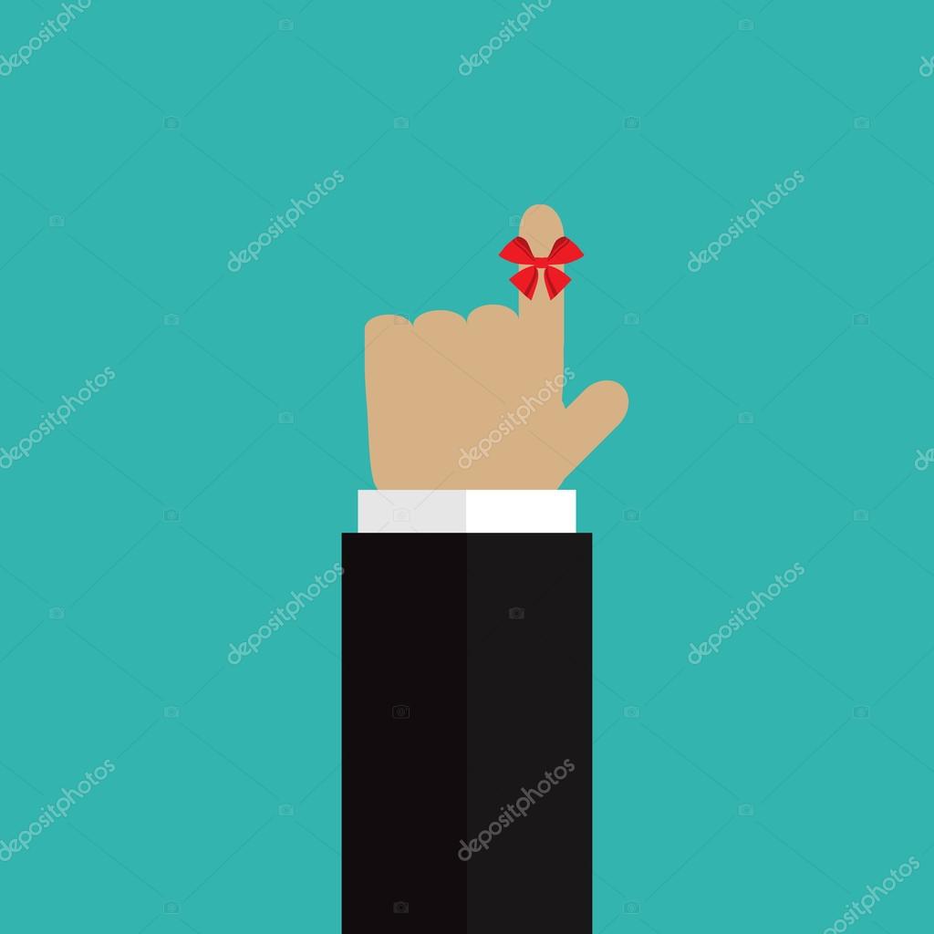 The ribbon on the finger reminder turquoise background Stock Vector ...