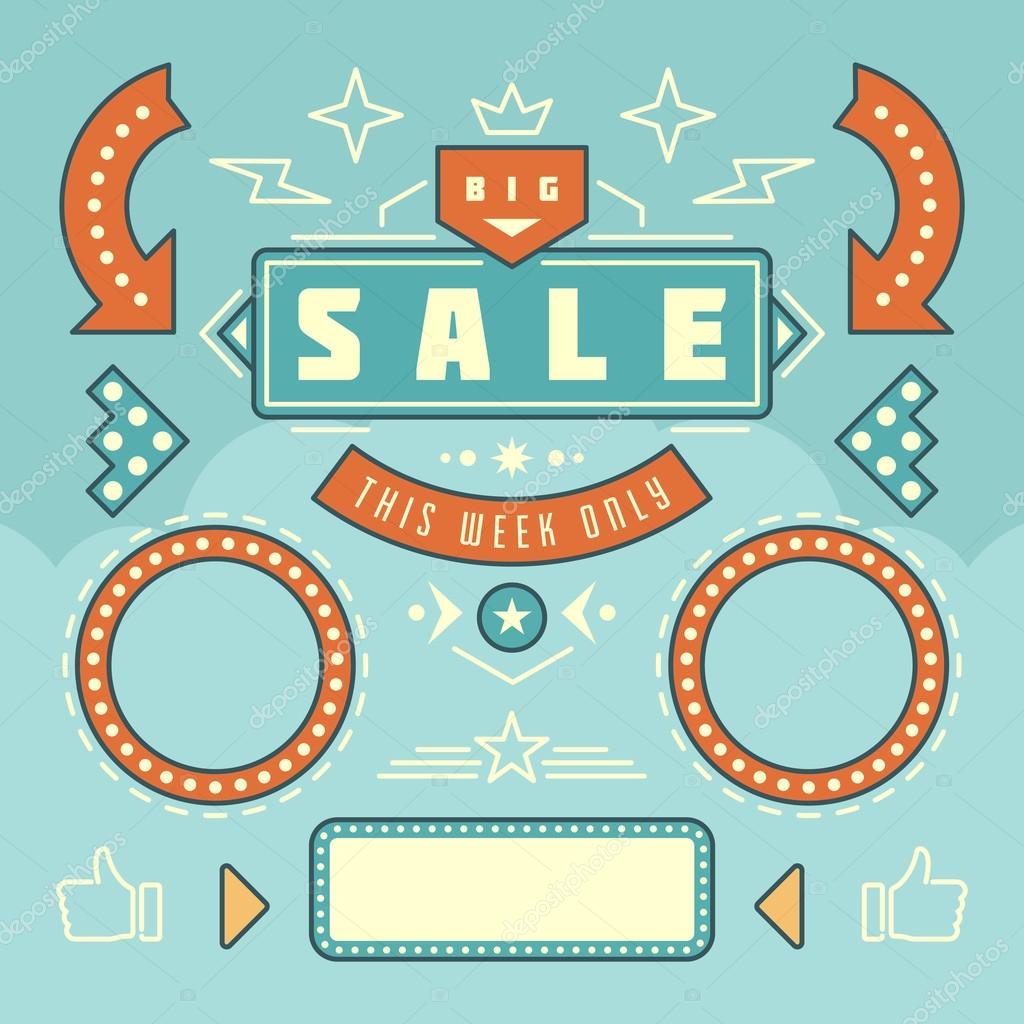 Retro American 1950s Sign Design Elements Set. Stock Vector Image by ...