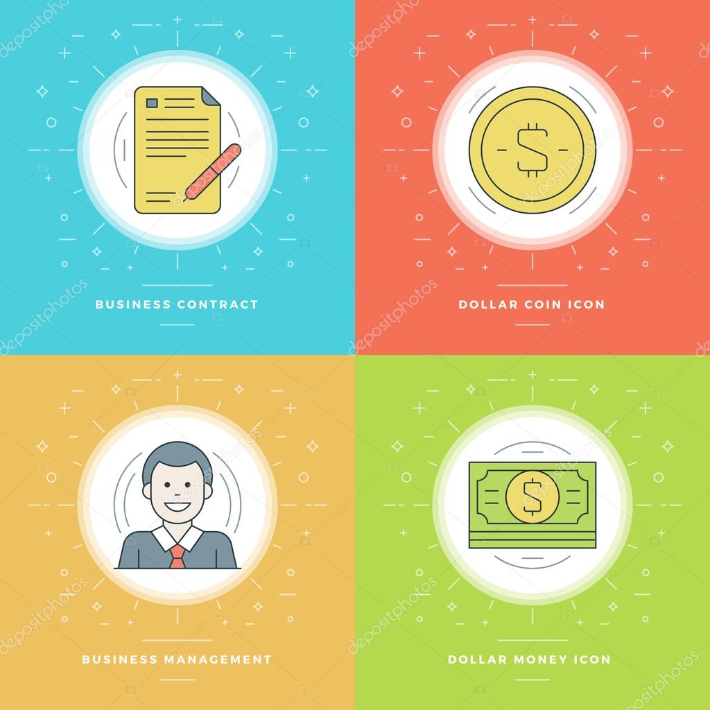 Flat line Illustrations set. Trendy Modern thin linear stroke vector ...