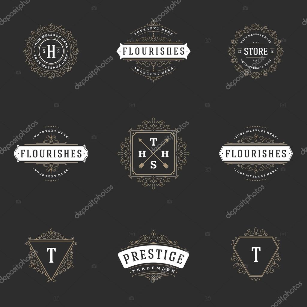 Conjunto de plantillas de dise o Royal Logos. Florecer caligraf a ...
