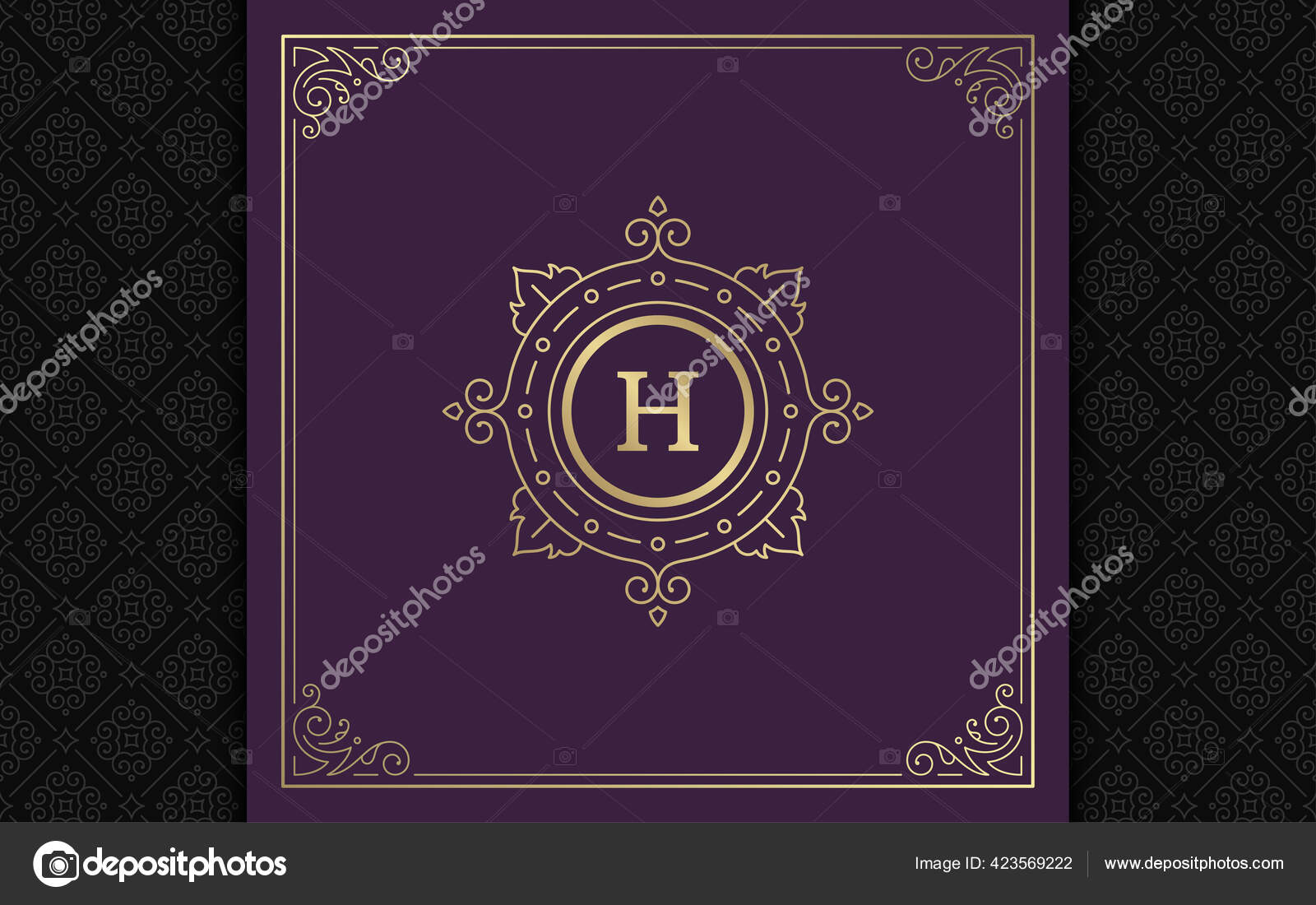 Vintage monogram logo elegant flourishes line art graceful ornaments ...