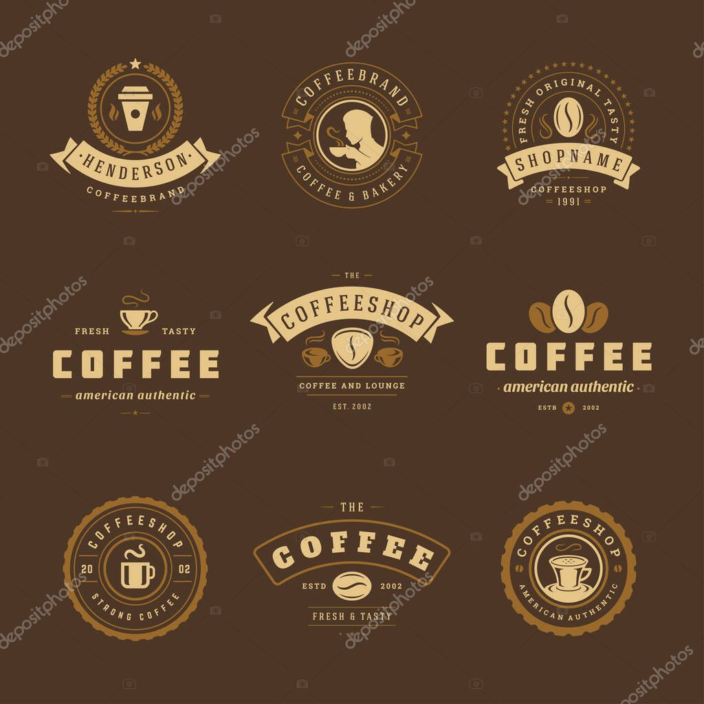 Logotipos de la cafeter a plantillas de dise o conjunto vector ilustraci n para el dise o de la ...