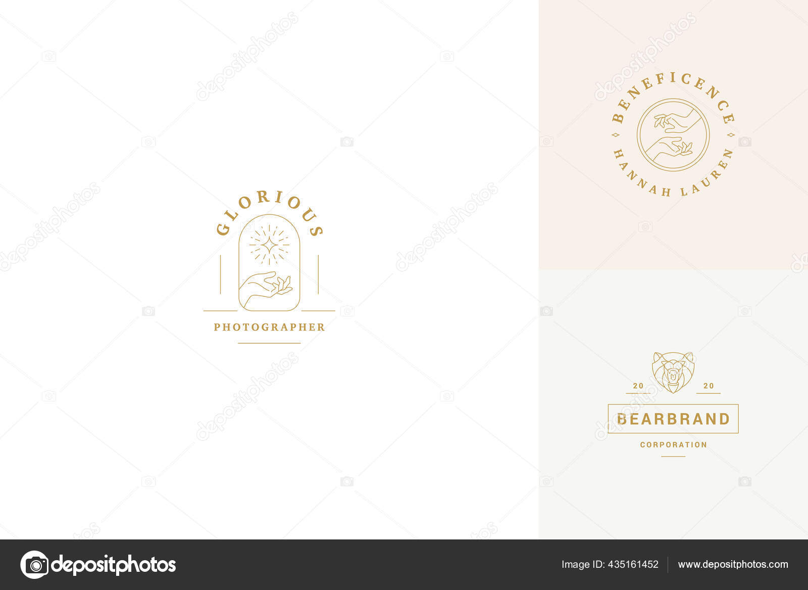 Vector line logos emblems design templates set - female gesture hands ...