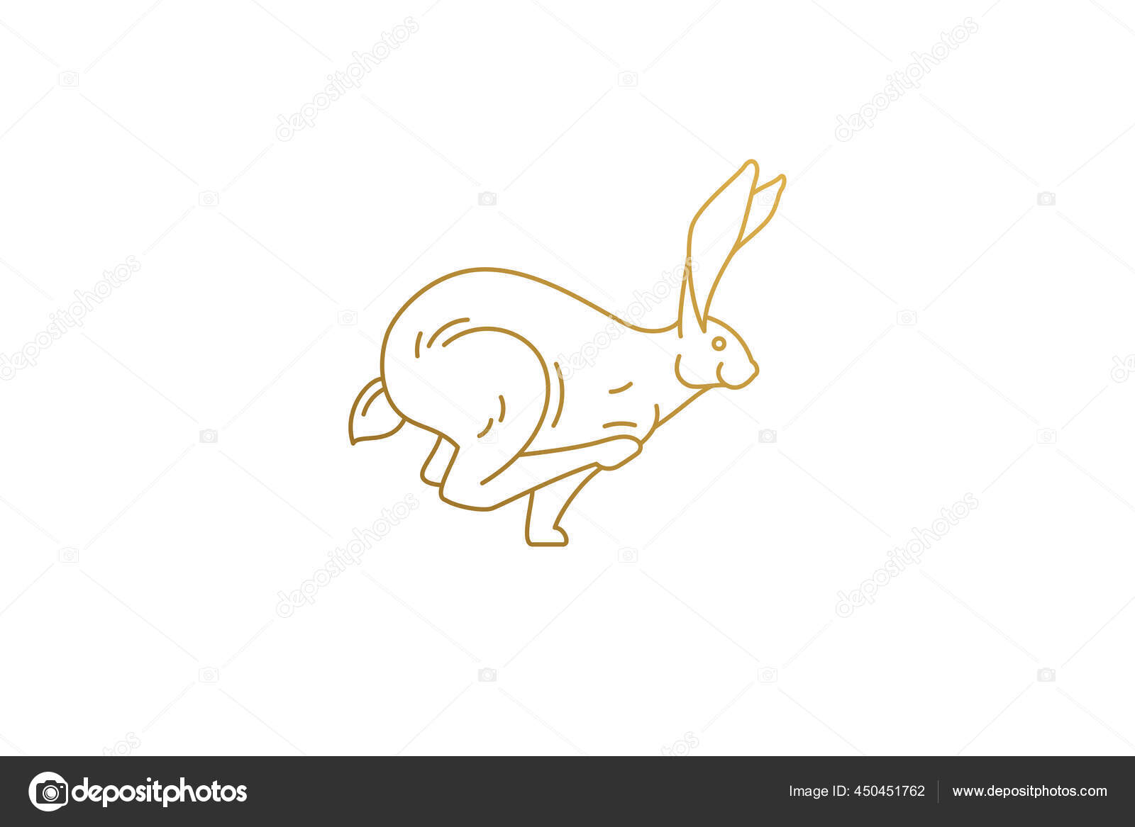 Running rabbit silhouette minimal linear vector illustration. Stock ...