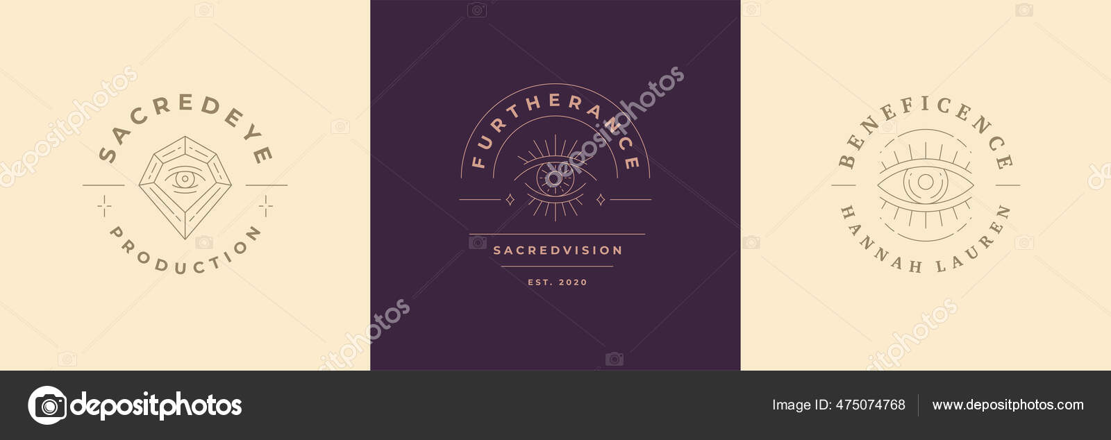 Esoteric logos emblems design templates set with magic eyes and ...