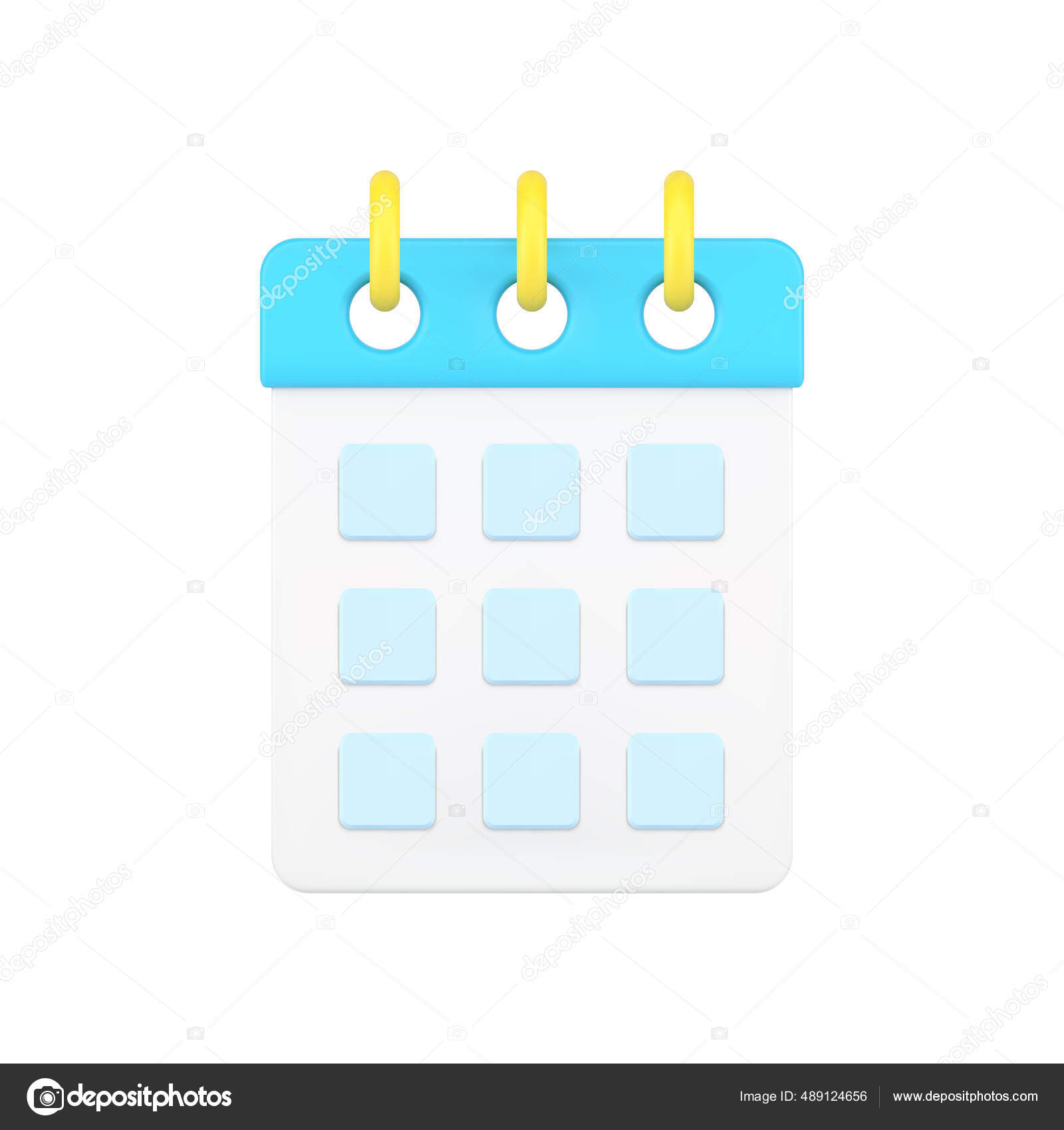 Desktop calendar 3d icon. Organizer page with cells for dates and notes ...