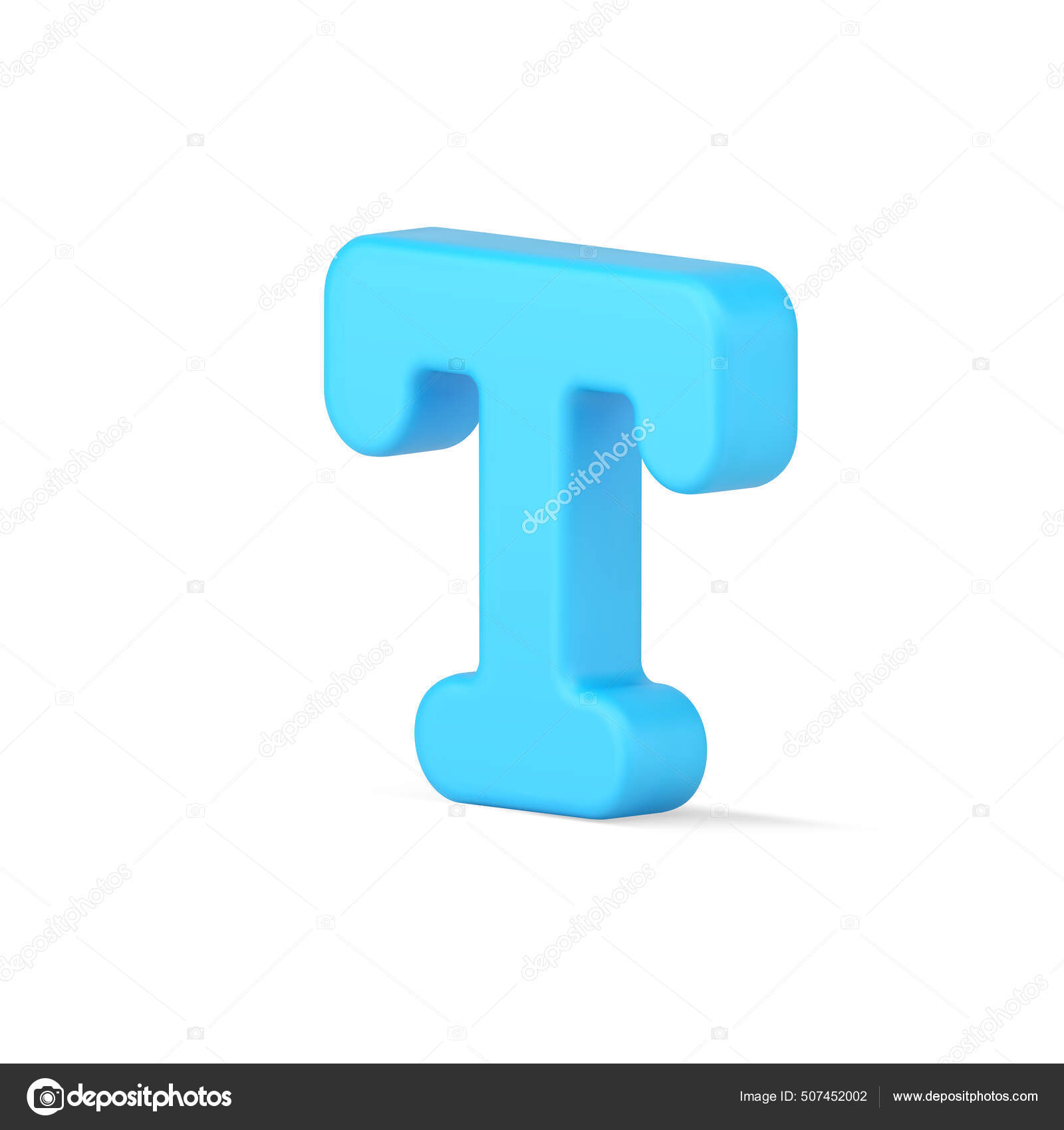 Ikon huruf biru T 3d. Simbol teks tipografi volumetrik Vektor Stok oleh ...