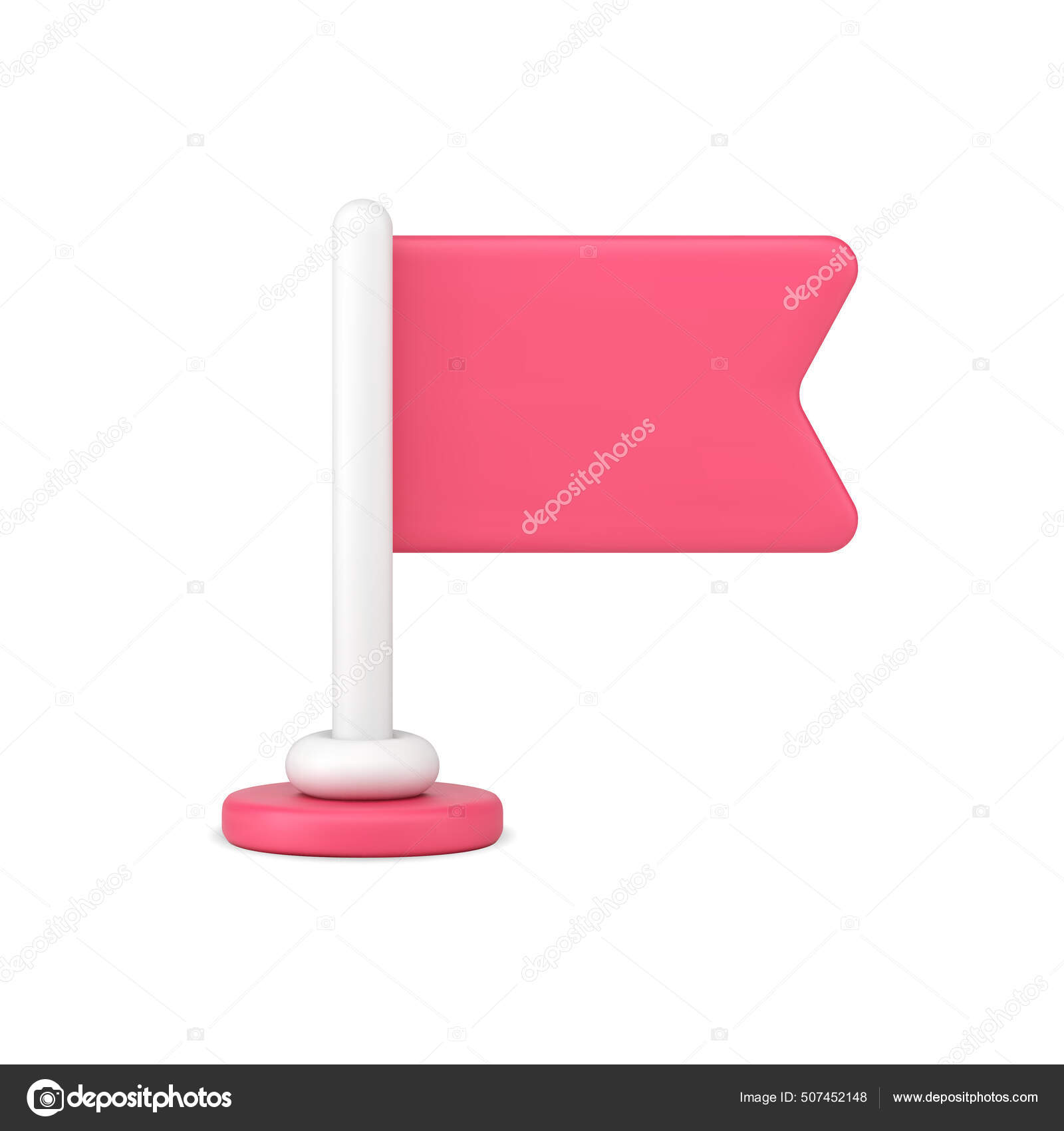 Pink flag 3d icon. Emblem of victory and national pride Stock Vector by ...