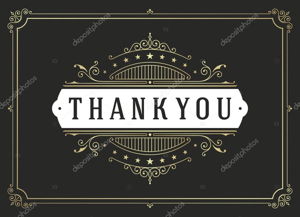 Thank You Typography Message Vintage Greeting Card design template ...