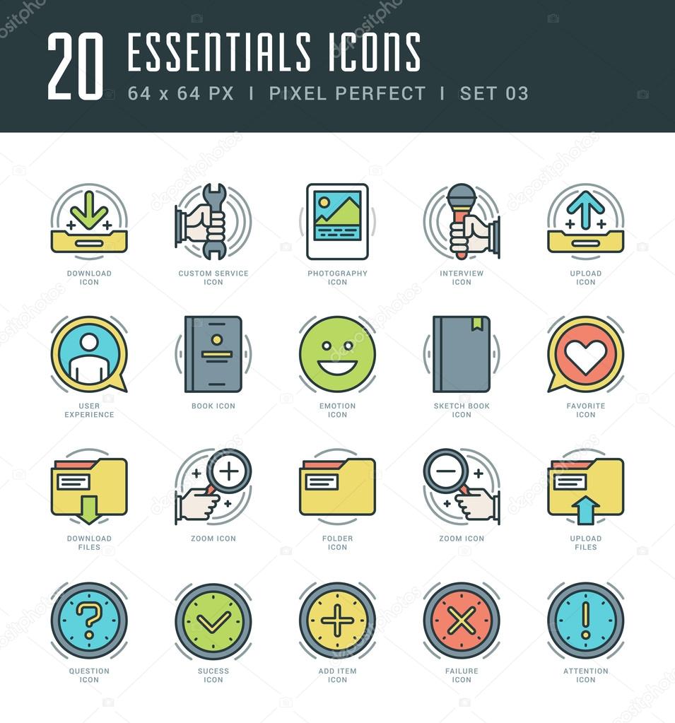 Juego de iconos de l nea. Moderno moderno plano delgada carrera lineal vector Essentials ...