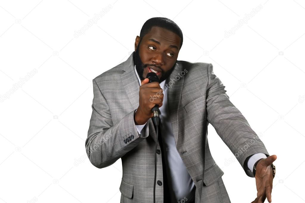 Pictures : stand up comedians | Black stand-up comedian. — Stock Photo ...