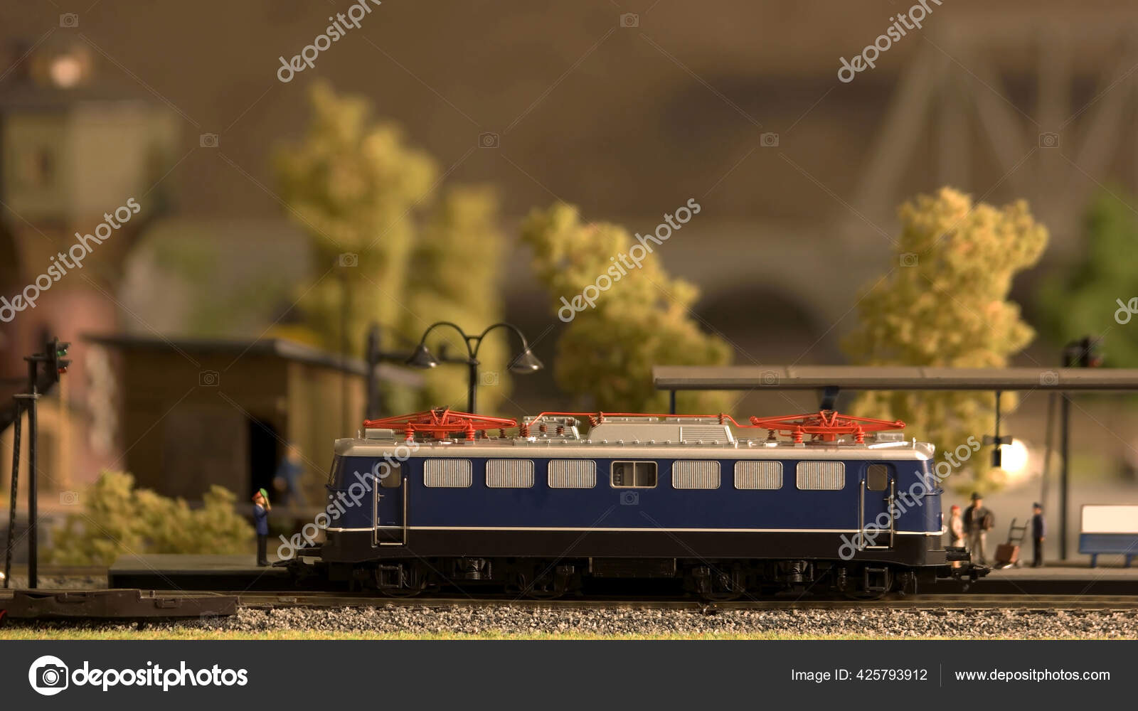 Miniature retro train model on a station. — Stock Photo © Denisfilm ...