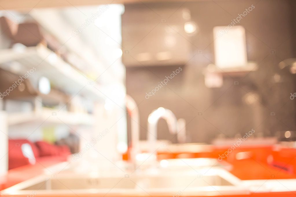 Blur Kitchen Room Interior Background Product Display Template — Stock ...