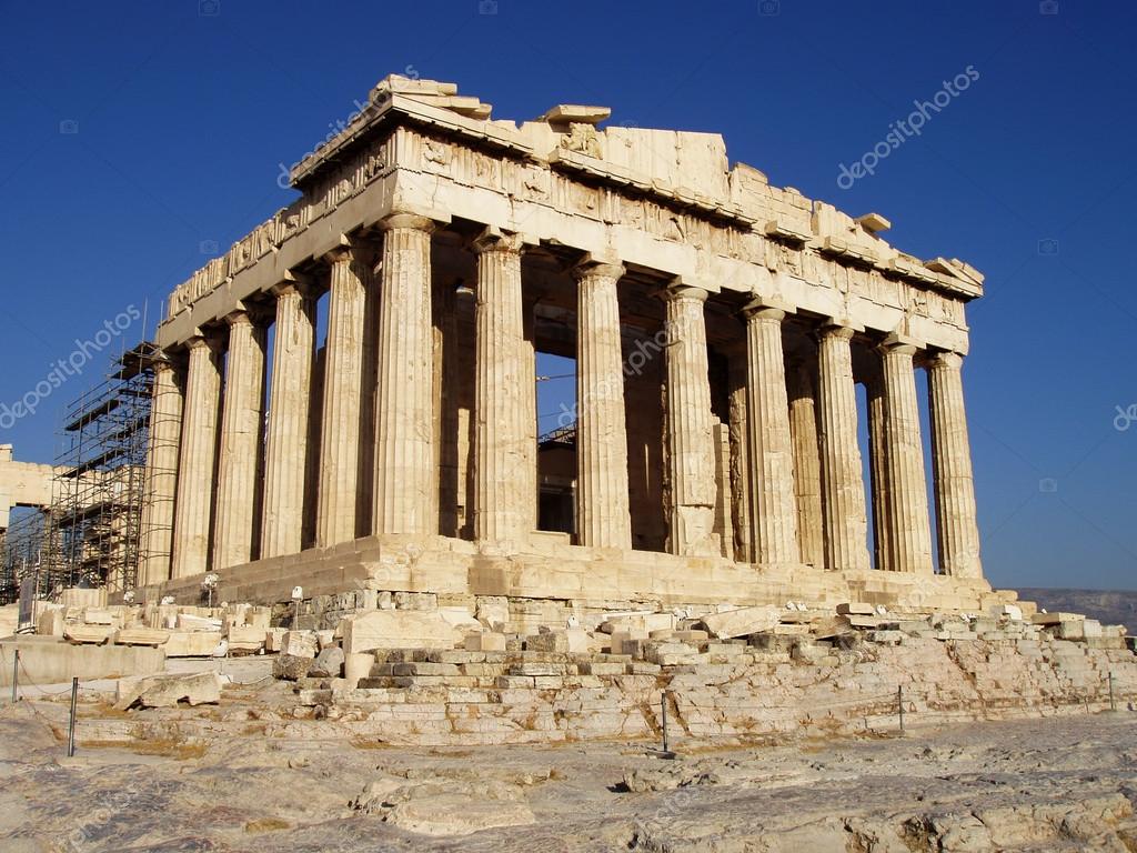 Parthenon tempel op de Akropolis van Athene, Griekenland — Stockfoto ...