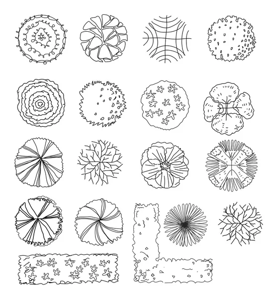 Set of treetop symbols, for architectural or landscape design. Stock ...