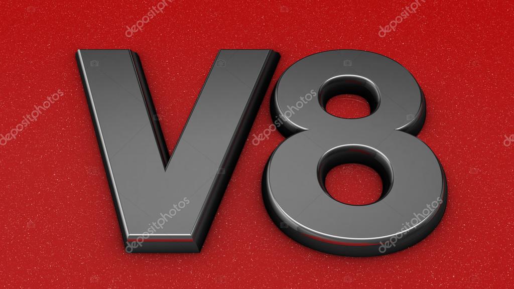 V8 sign, label, badge, emblem or design element on car print. — Stock ...