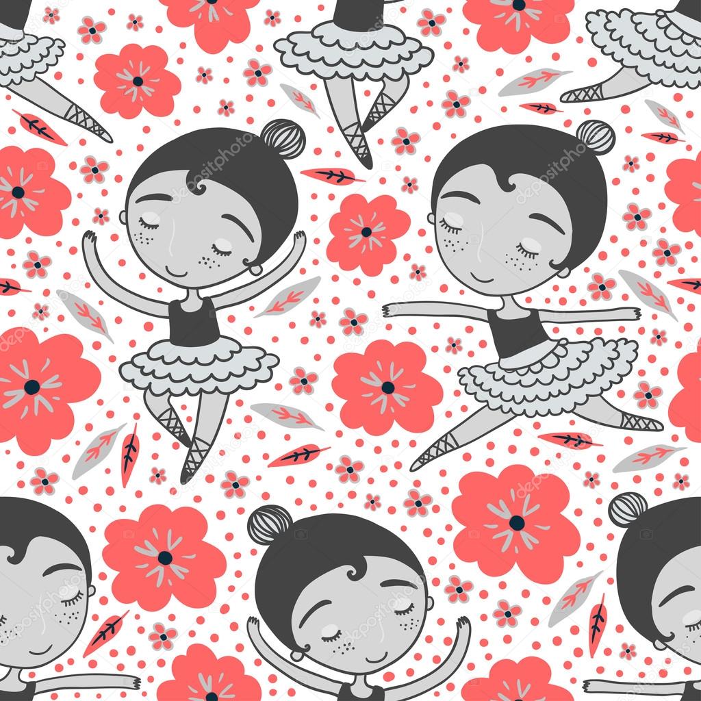 Dancing girl seamless pattern Stock Vector Image by ©Apolinarias #57815513