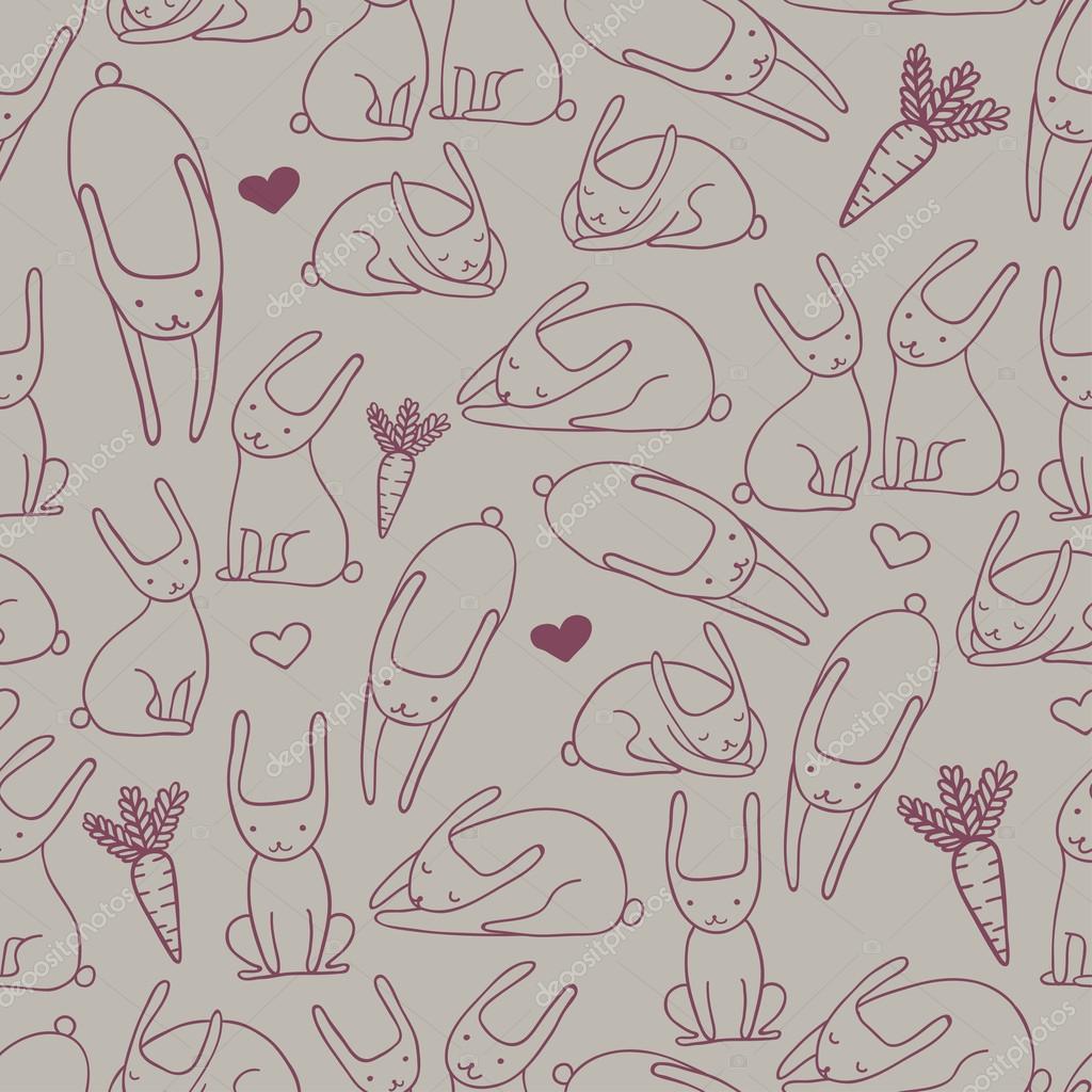 Cute bunnies seamless pattern Stock Vector by ©Apolinarias 57816947