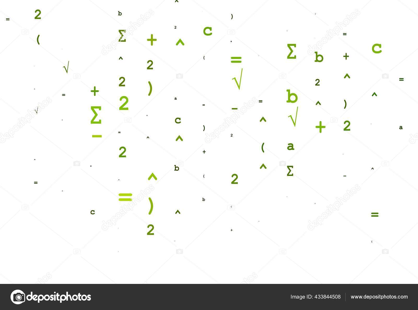 Light Green Vector Texture Mathematic Symbols Blurred Design Simple ...