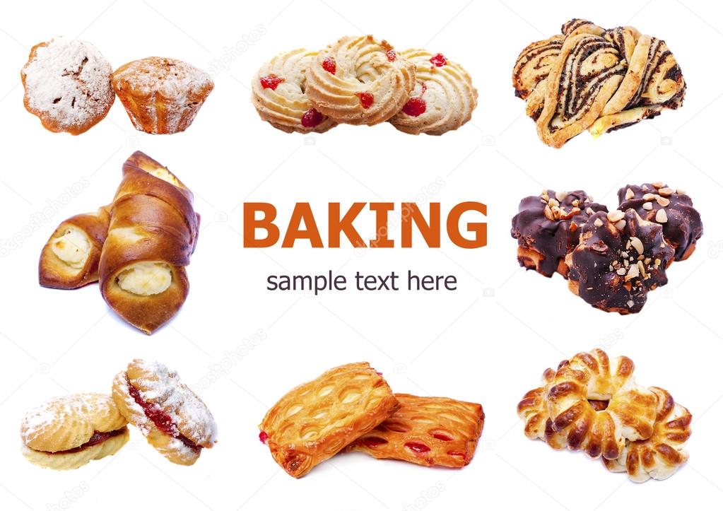 Set various baking isolated on white background Stock Illustration by ...