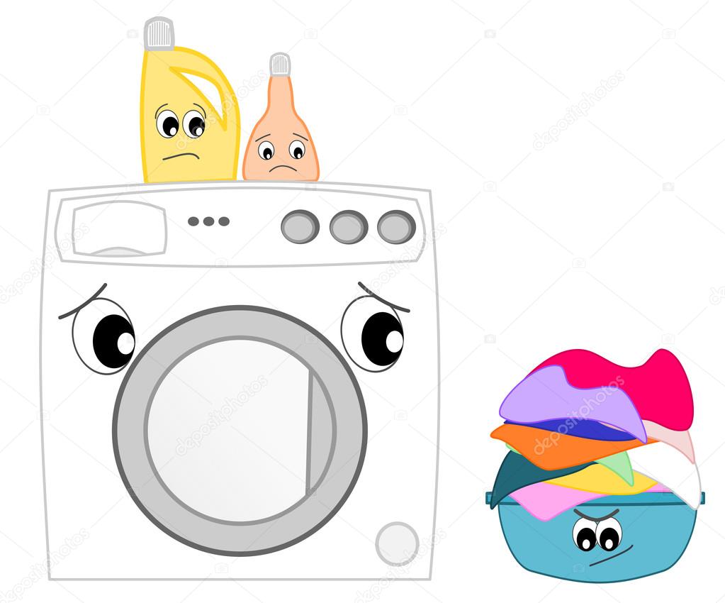 The washing machine funny cartoon illustration Stock Illustration by ...