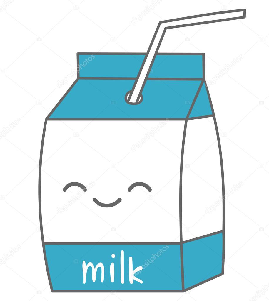 Ilustración linda caja de leche de dibujos animados vector aislado ...