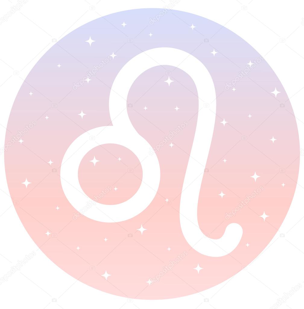 Leo zodiac signs circle icon on pink and blue gradient background Stock ...