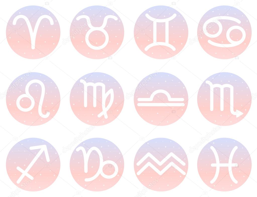Signos del zodíaco icono del círculo establecido en el fondo de ...