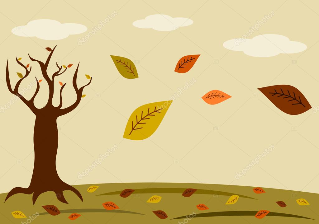 fondo de otoño con árbol y hojas naturaleza temporada vector ...