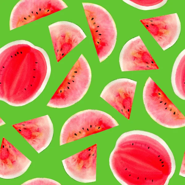 Watercolor Painting Fresh Watermelon Seamless Pattern Background Stock ...