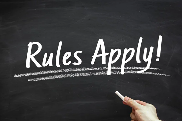 Text Rules Written Blackboard Hand Holding White Chalk Aside Stock ...