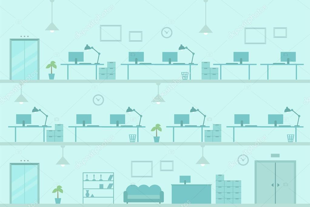 Office Workplace tables monitors background for banner Stock Vector by ...