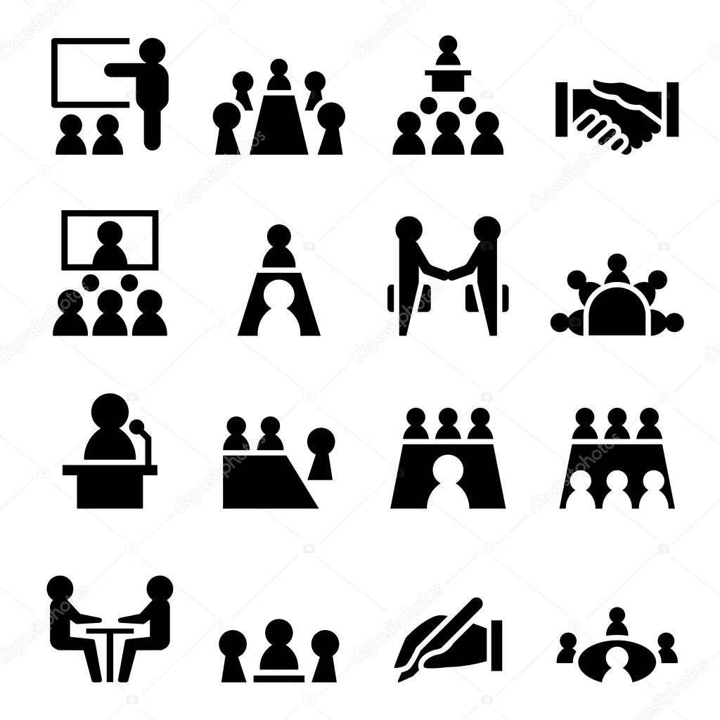 Meeting & Conference icon set vector illustration symbol — Stock Vector ...
