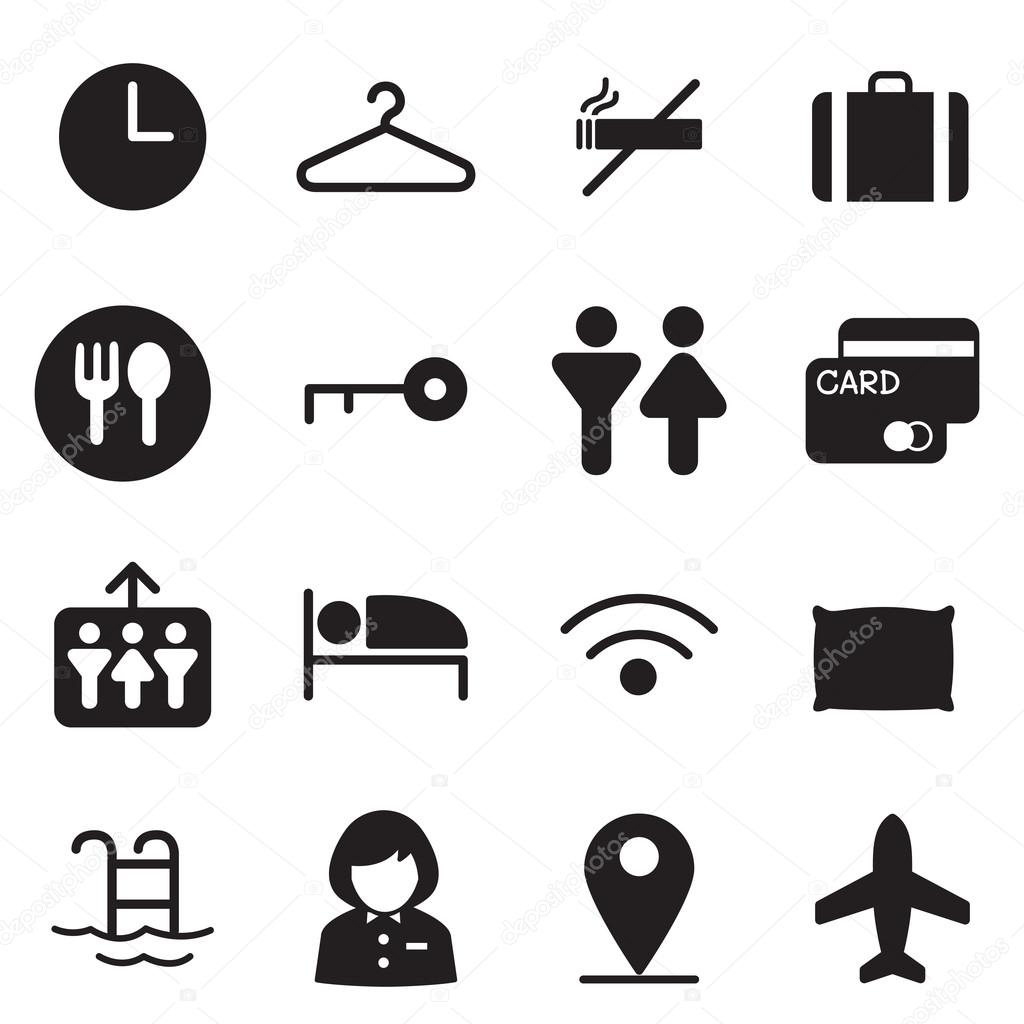 Silhouette Hotel, hostel, motel icons Illustration vector Symbol ...