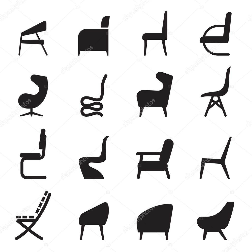 Chair & seating icons set vector illustration — Stock Vector © slalomop ...