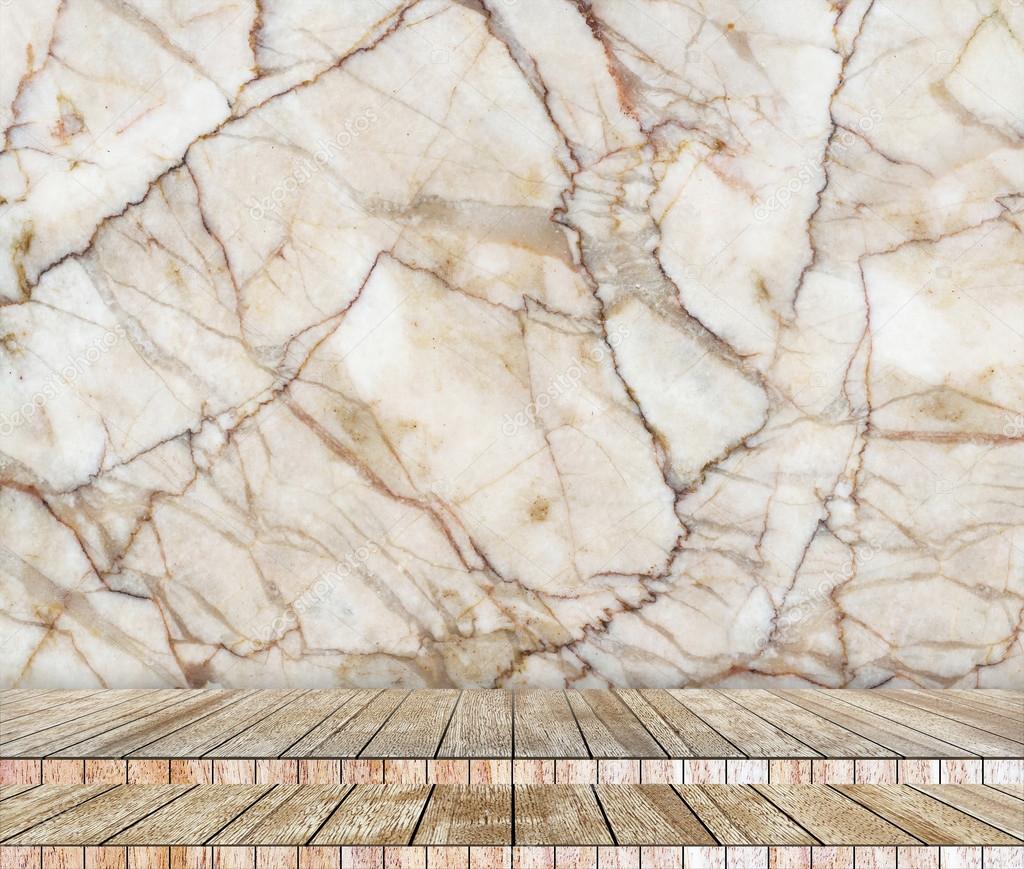 Fondo mármol pared y losas de madera dispuestas en perspectiva textura ...
