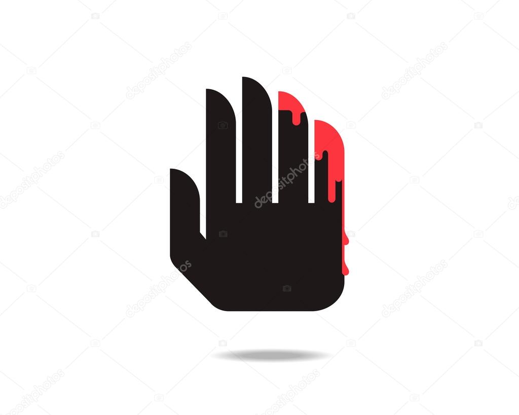 Silhouette of bloody hand as symbol of violence and cruelty. Stock ...