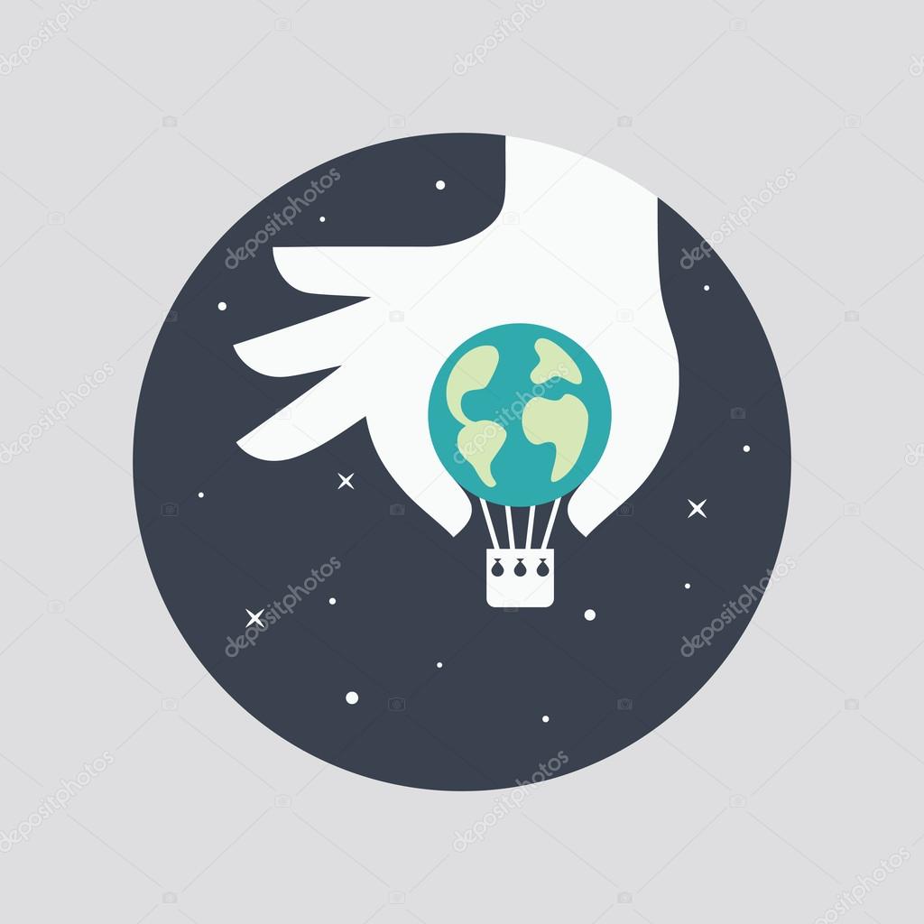 Hand with planet Earth. Vector illustration. Stock Vector Image by ...