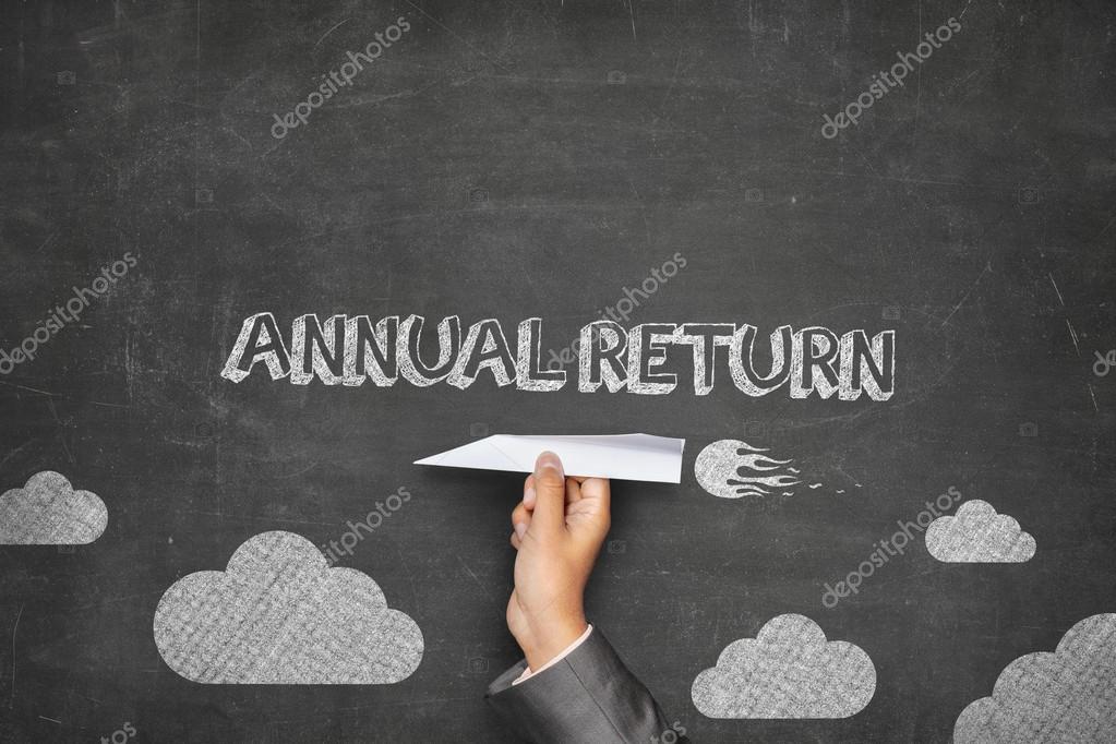 Annual return concept on blackboard with paper plane Stock Photo by ...